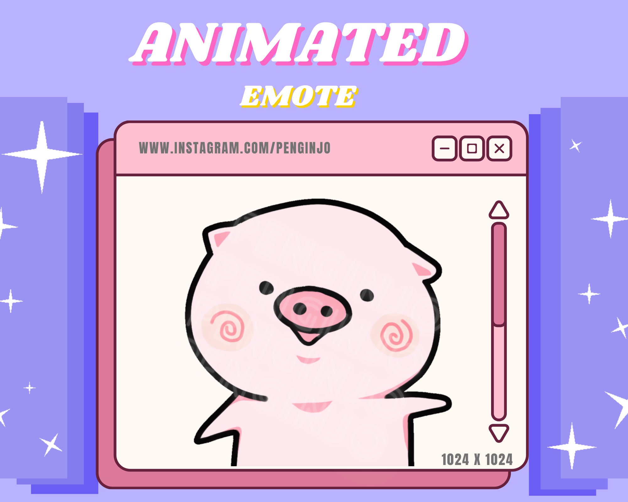 Cute Kawaii Animated Pig Emote GIF for Twich, Discord, Youtube, Kick ...