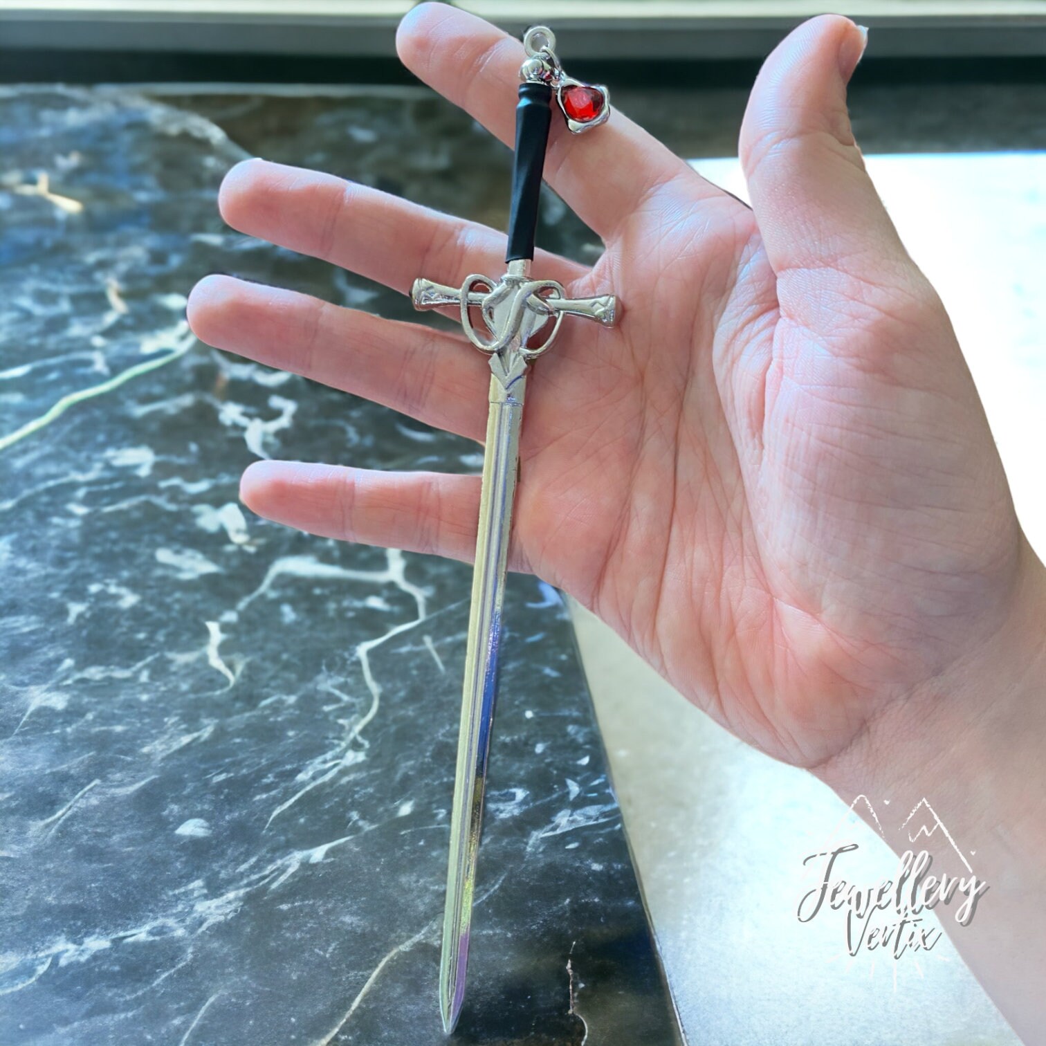 Warrior Katana Silver Ruby Sword Hair Pin Unique Vintage - Etsy