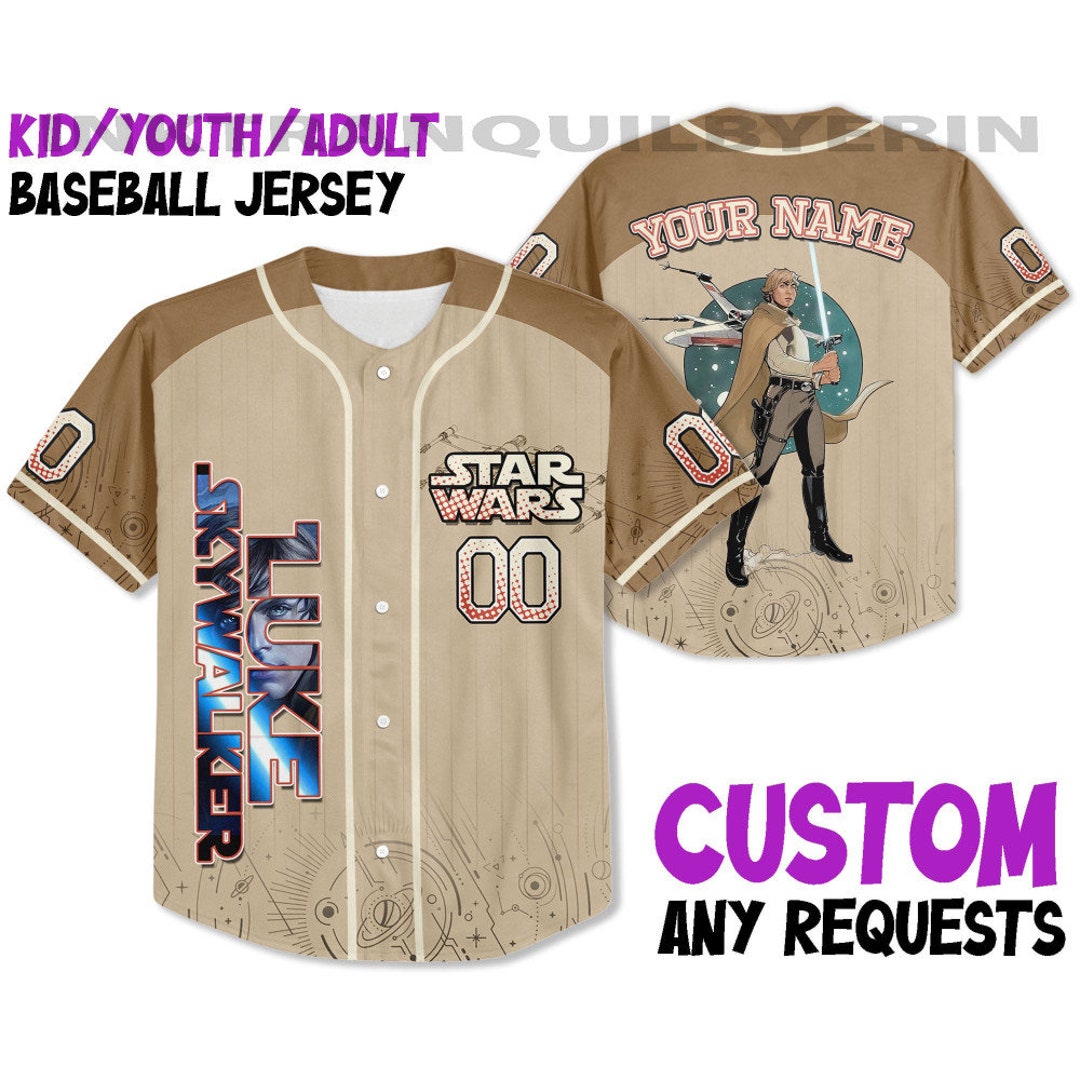 Custom Star Wars Luke Skywalker Brown Binding Baseball Jersey - Etsy