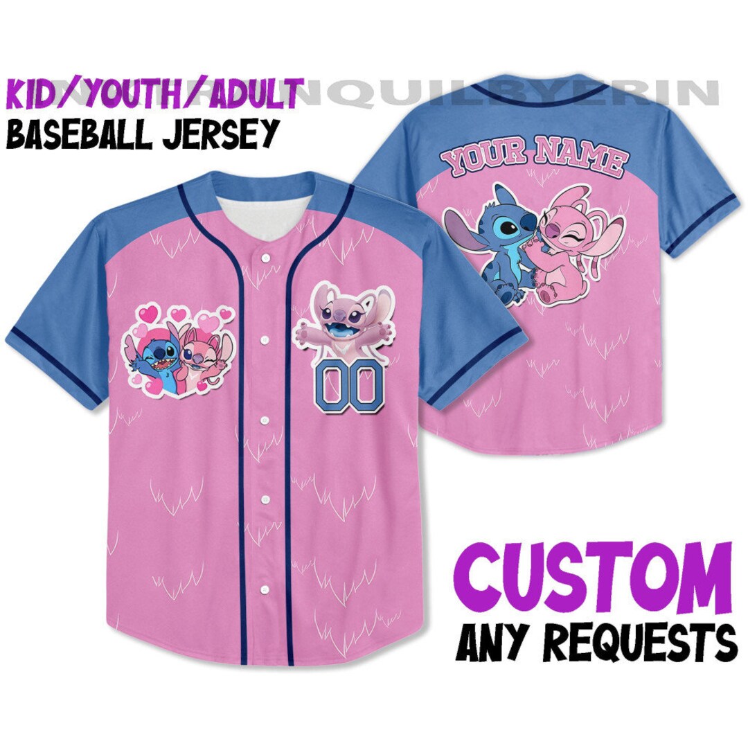 Custom Lilo and Stitch Angel and Stitch Pink Binding Baseball - Etsy