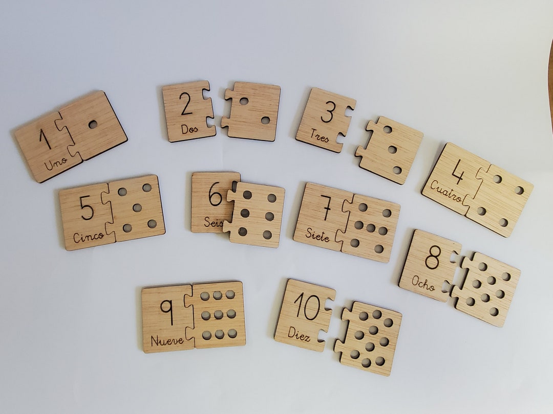10 Wooden Number Puzzles, Montessori Cards, Wooden Puzzle, Educational ...