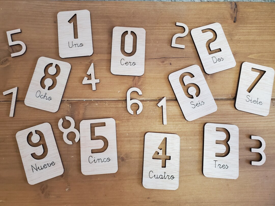 10 Educational Wooden Number Cards, Montessori Cards, Number Templates ...