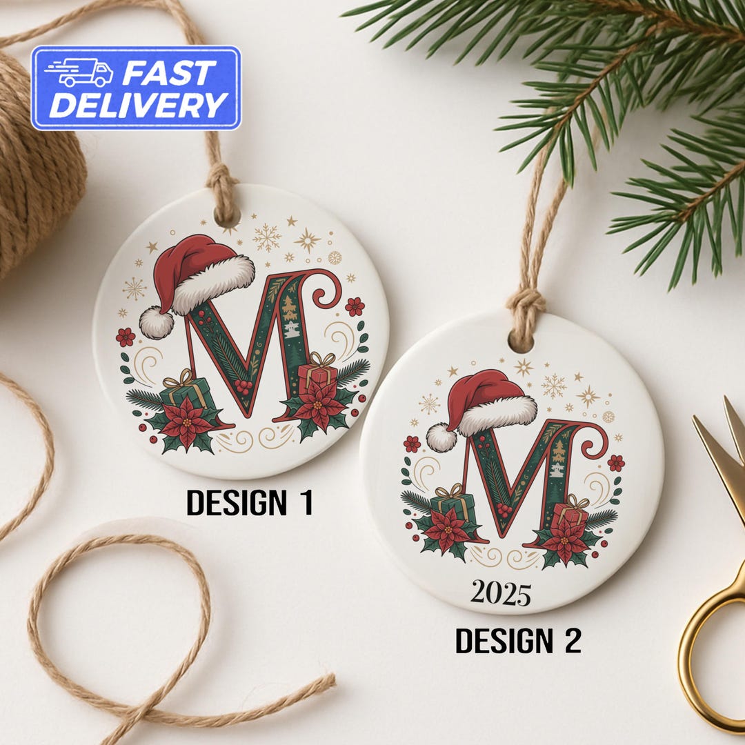 Personalized Letter M Christmas Ornament: Custom Initial, 2025 Keepsake ...