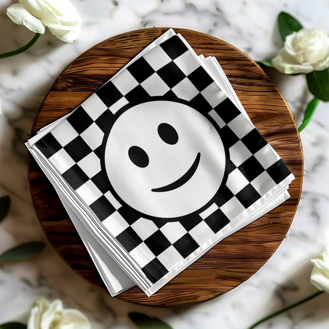 Checkered Beverage Napkins, Smiley Face Napkins, Party Napkins, Fun ...