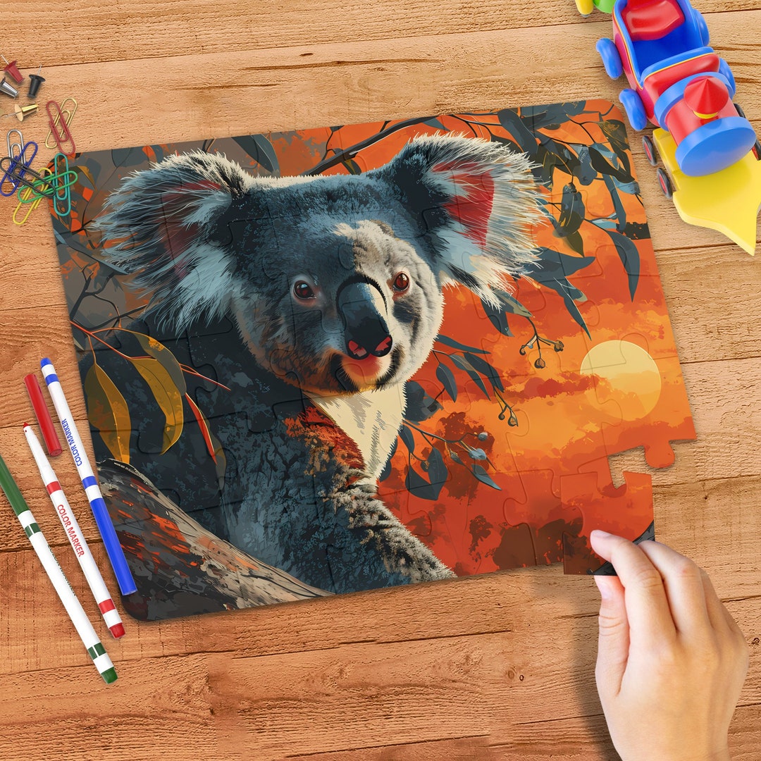 Koala in Sunset Nature Scene Horizontal Jigsaw Puzzle 30, 110, 252, 520 ...