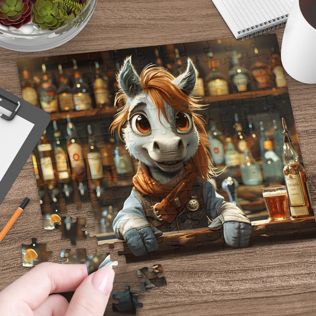 Cute Horse Bartender Charming Donkey Bartender Puzzles 110, 252, 520 ...