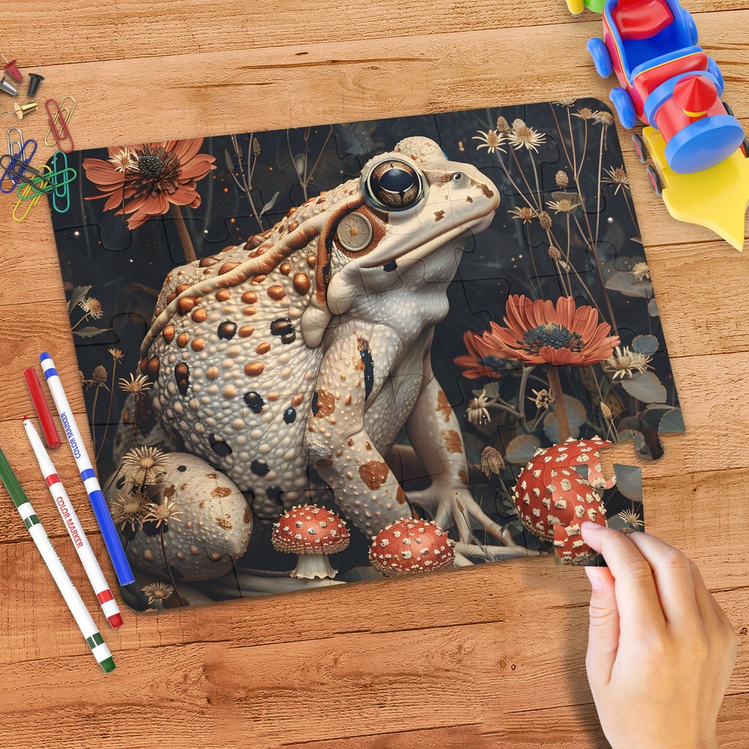 Surreal Toad Jigsaw Puzzle, Fantasy Woodland Scene, Unique Gift, Family ...