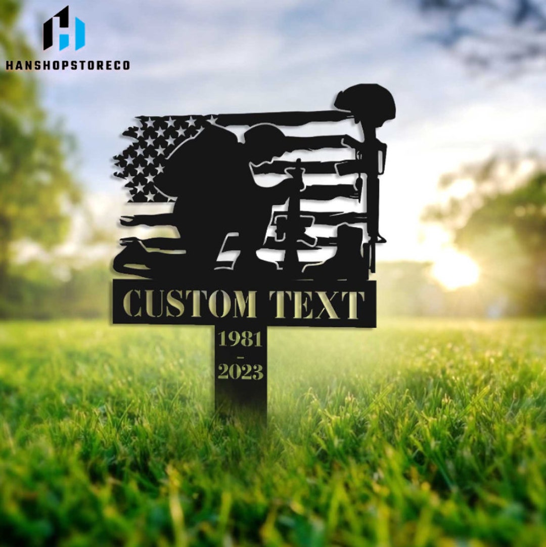 Custom Soldier Memory Metal Stake, Personalized Military Loss Sign, US ...