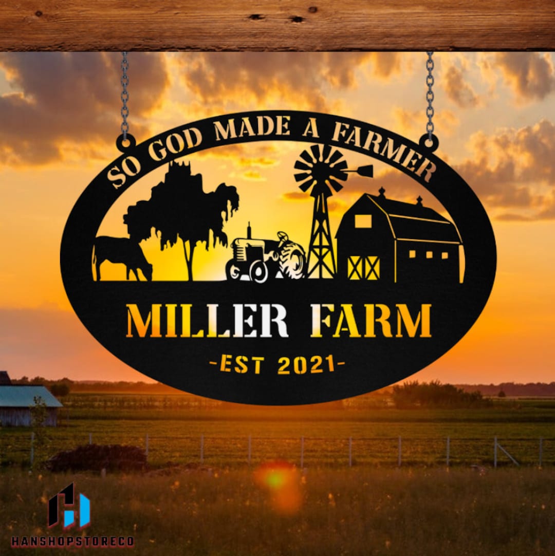 Custom Barn Tractor Monogram Metal Sign Wall Art, Personalized ...