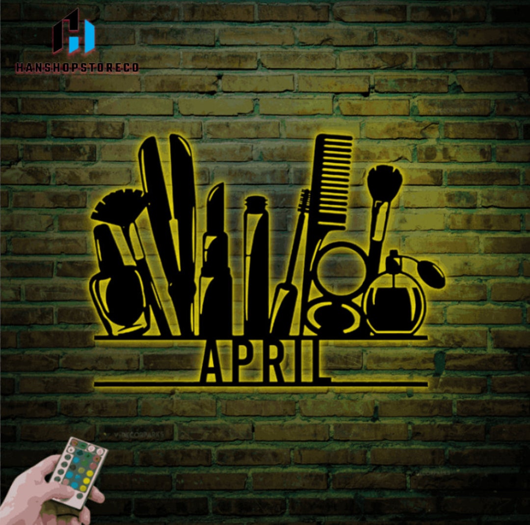 Custom Beauty Cosmetics Monogram Metal Sign LED RGB Lights ...