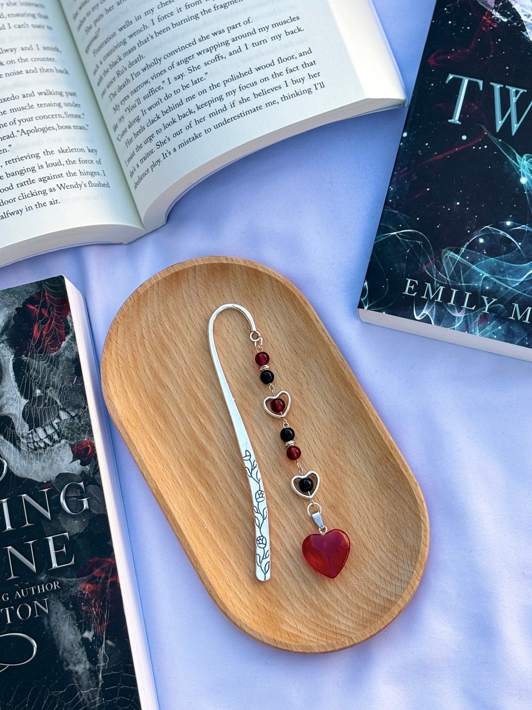 Dark Romance Bookmark | Handmade | Beaded Bookmark Charm | Aesthetic - Etsy