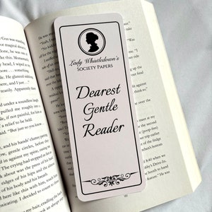 Dearest Gentle Reader Bookmark | Lady Whistledown | Bridgerton Inspired ...