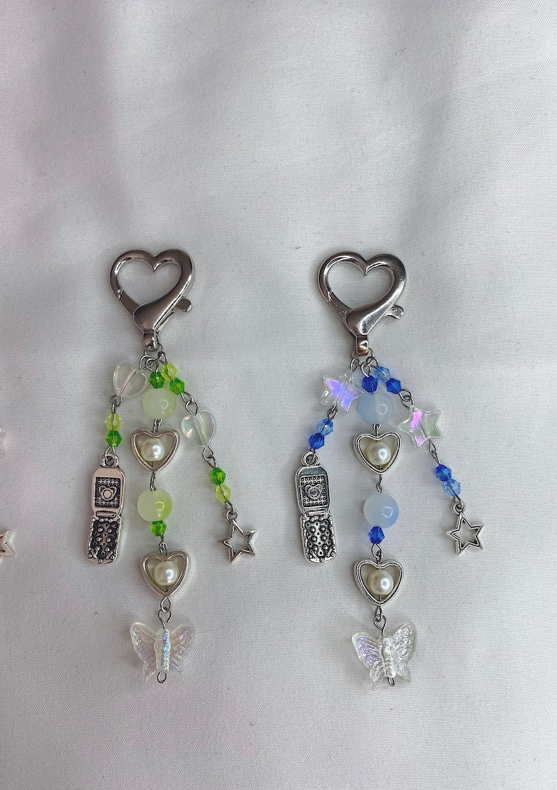 Beaded Keychain | Y2K | Aesthetic | Handmade | Bead Color Option - Etsy