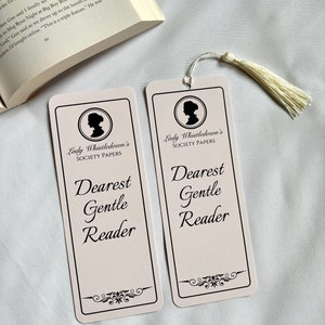 Dearest Gentle Reader Bookmark | Lady Whistledown | Bridgerton Inspired ...
