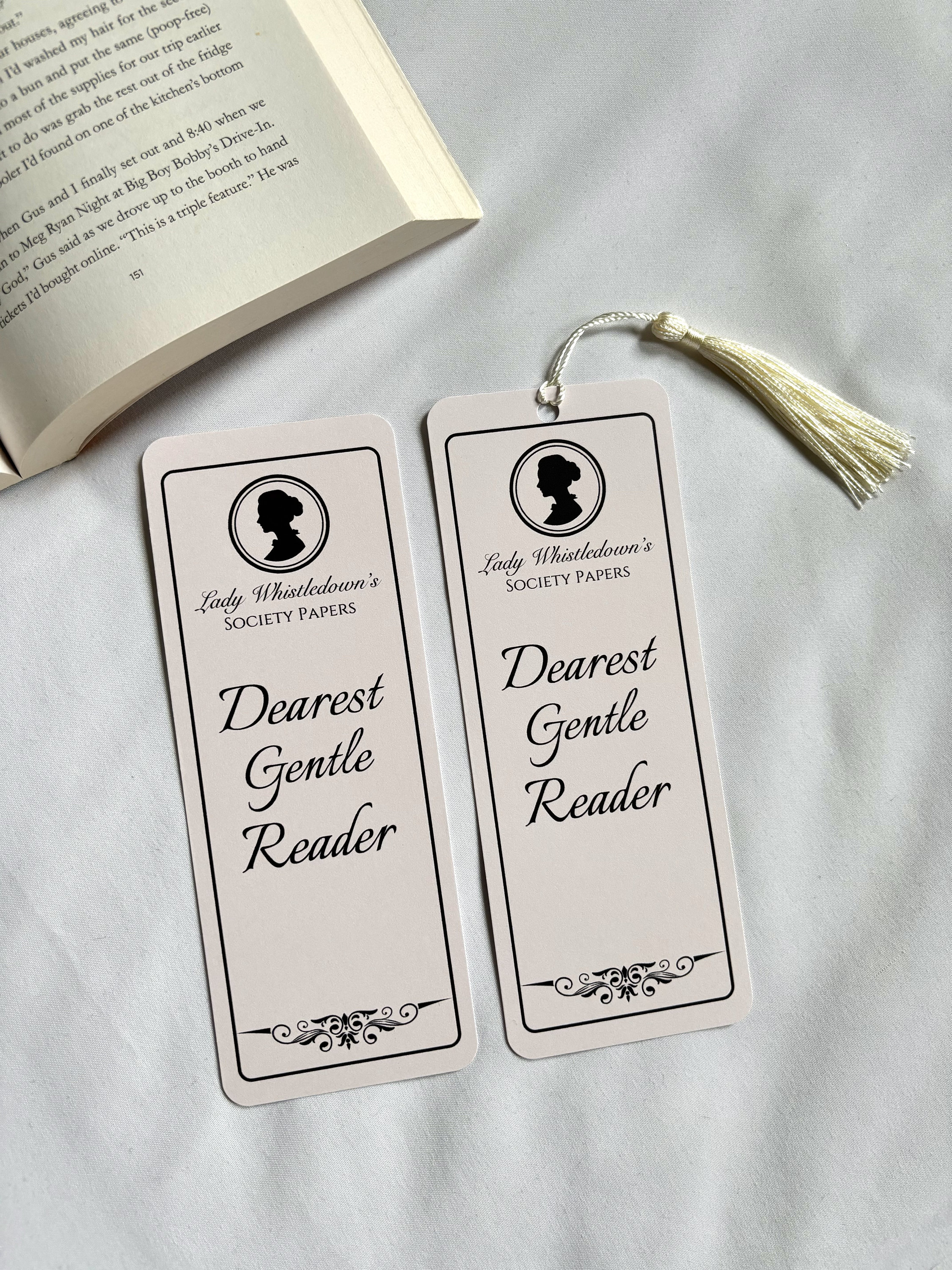 Dearest Gentle Reader Bookmark | Lady Whistledown | Bridgerton Inspired ...