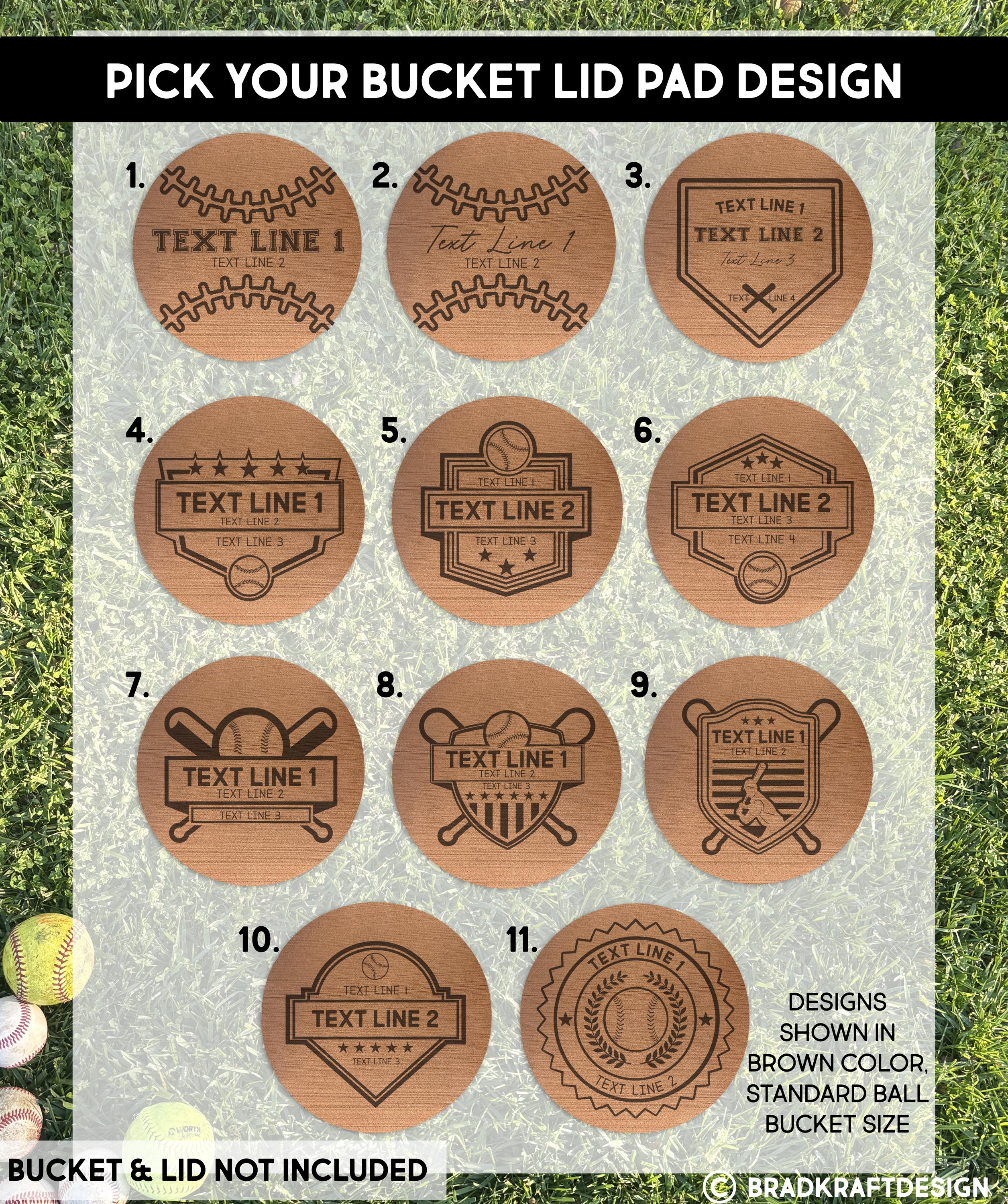 Custom Laser Engraved Bucket Lid Pad for Coach, Baseball and Softball ...