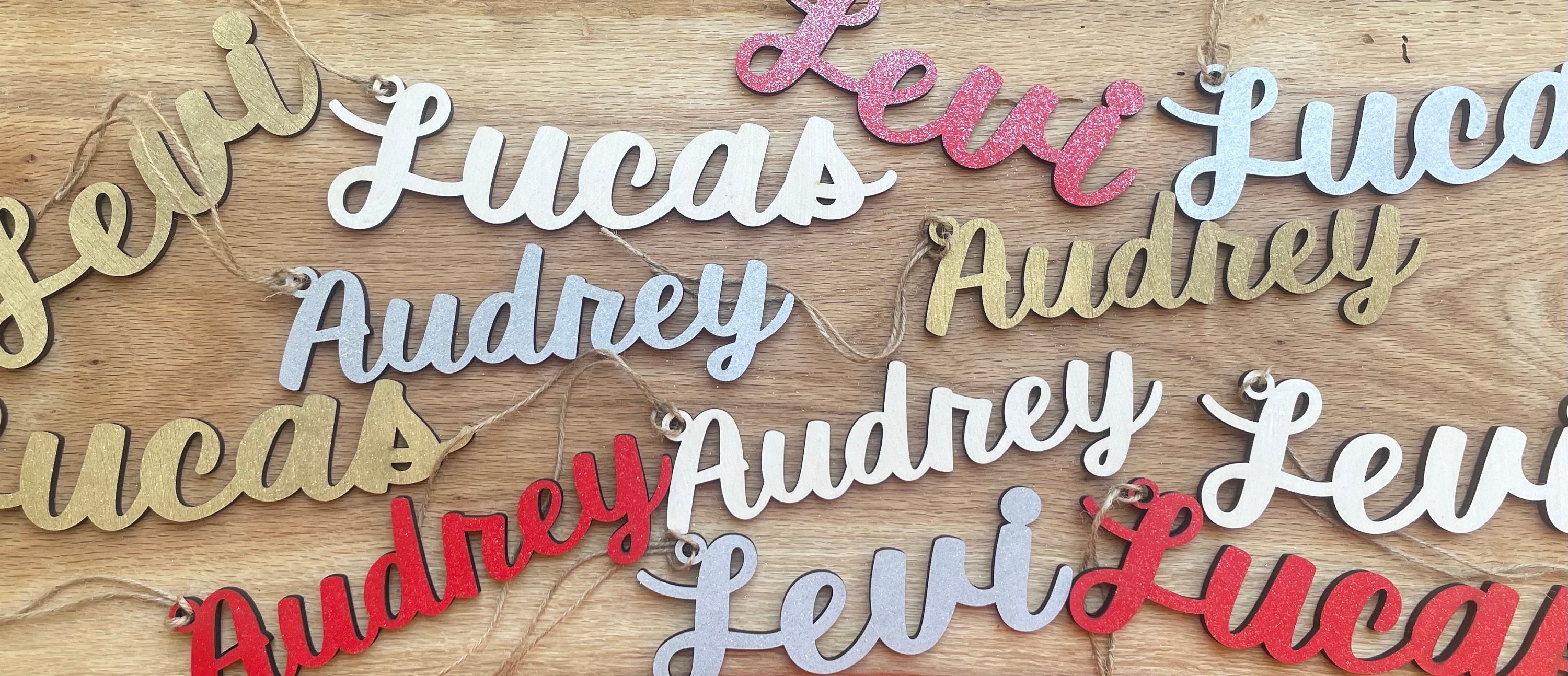 Silver Cursive Name Tag Cut Out Stocking Tag Custom Glitter - Etsy