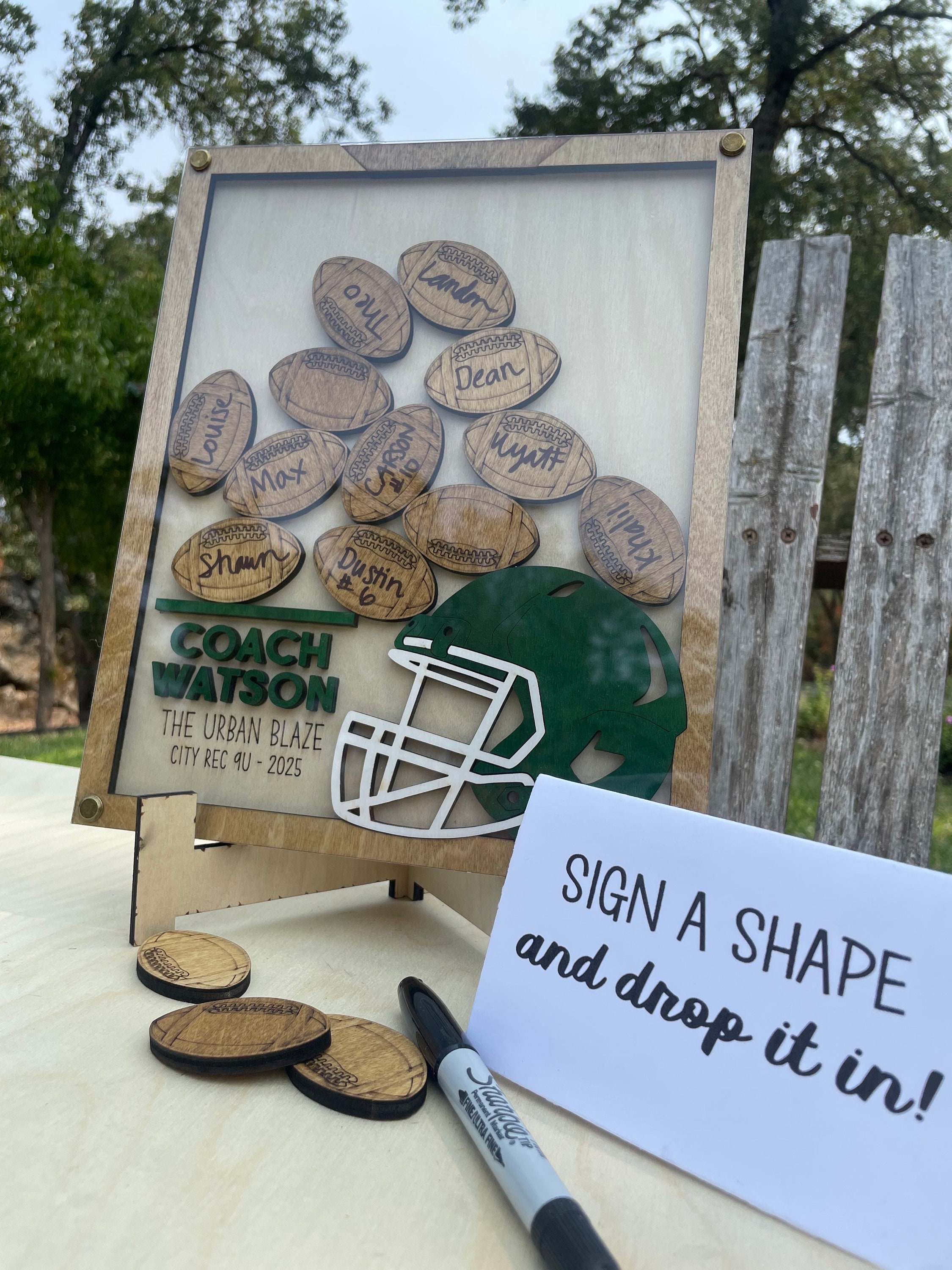Personalized Football Coach Appreciation Gift, 3D Signature Frame Team ...