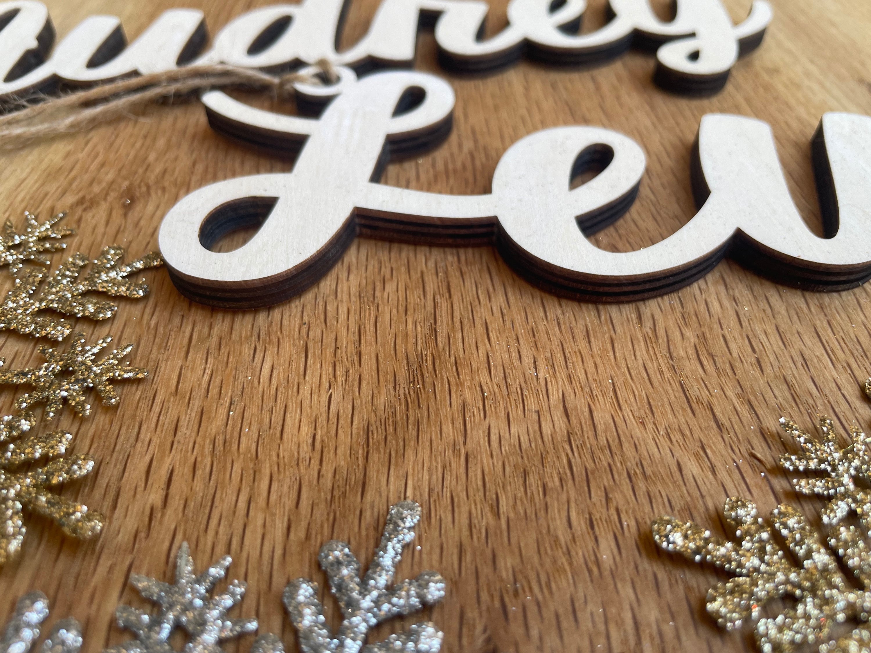 Silver Cursive Name Tag Cut Out Stocking Tag Custom Glitter - Etsy