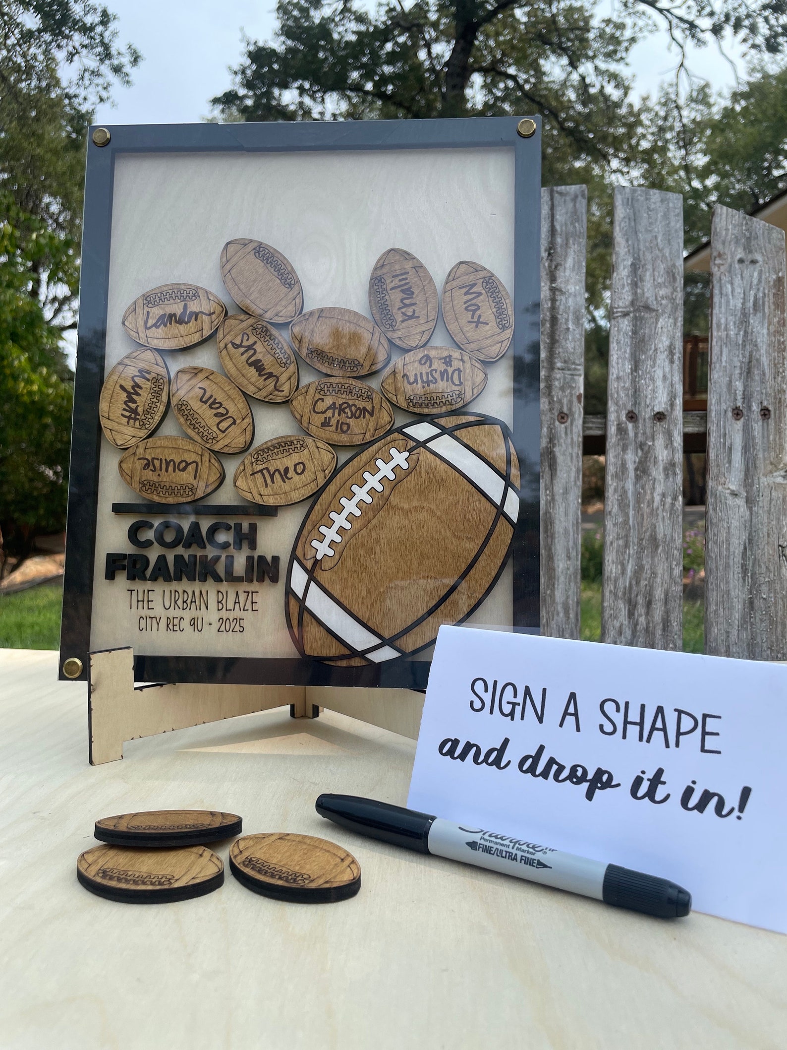 Custom 3D Football Coach Signature Frame Drop Box, Football Coach ...