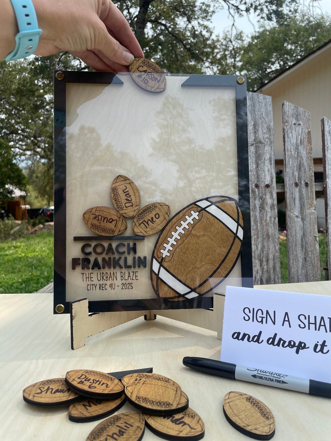 Custom 3D Football Coach Signature Frame Drop Box, Football Coach ...