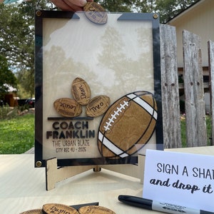 Custom 3D Football Coach Signature Frame Drop Box, Football Coach ...