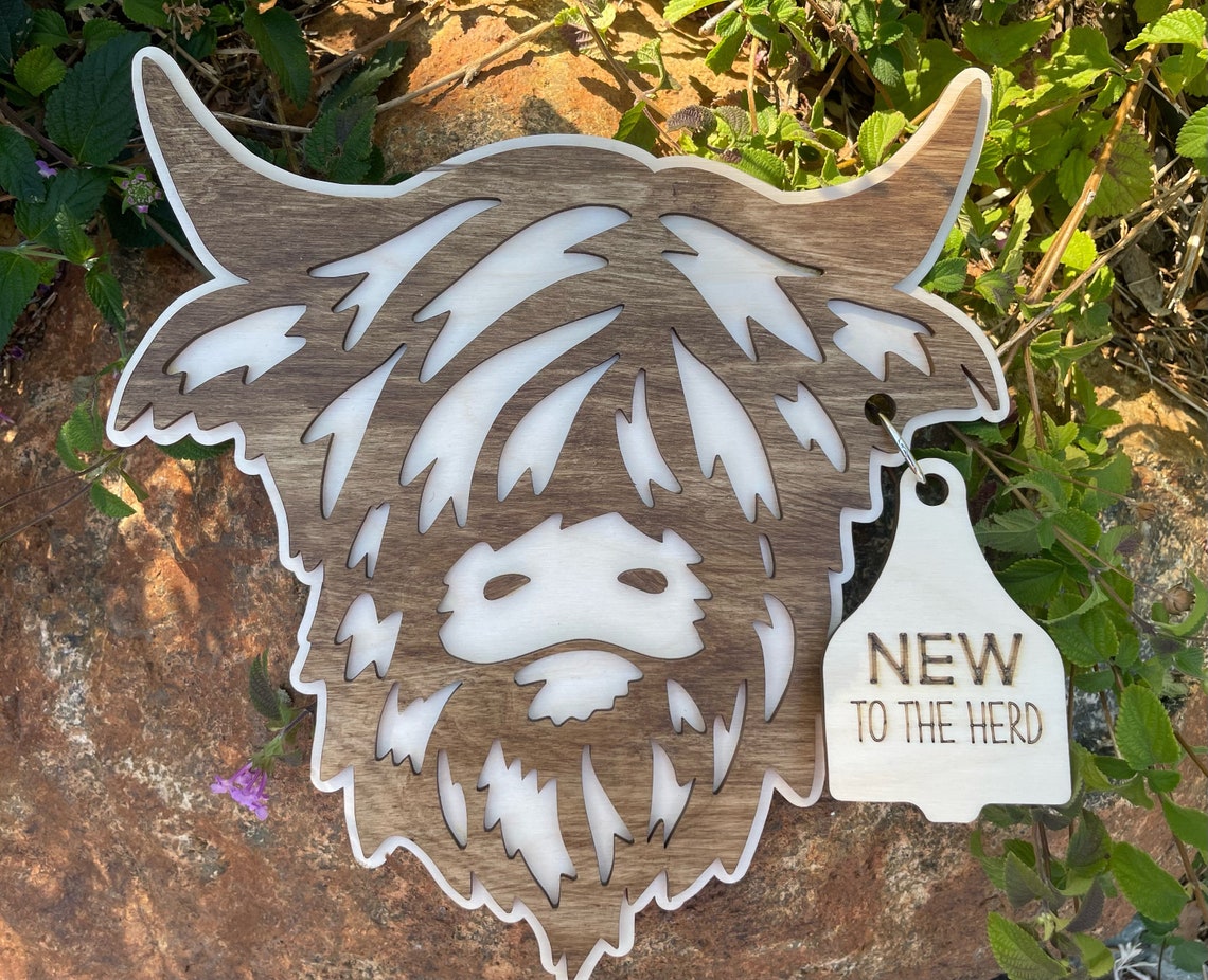 Highland Cow Baby Milestone Markers, New to the Herd Baby Stats Tags ...