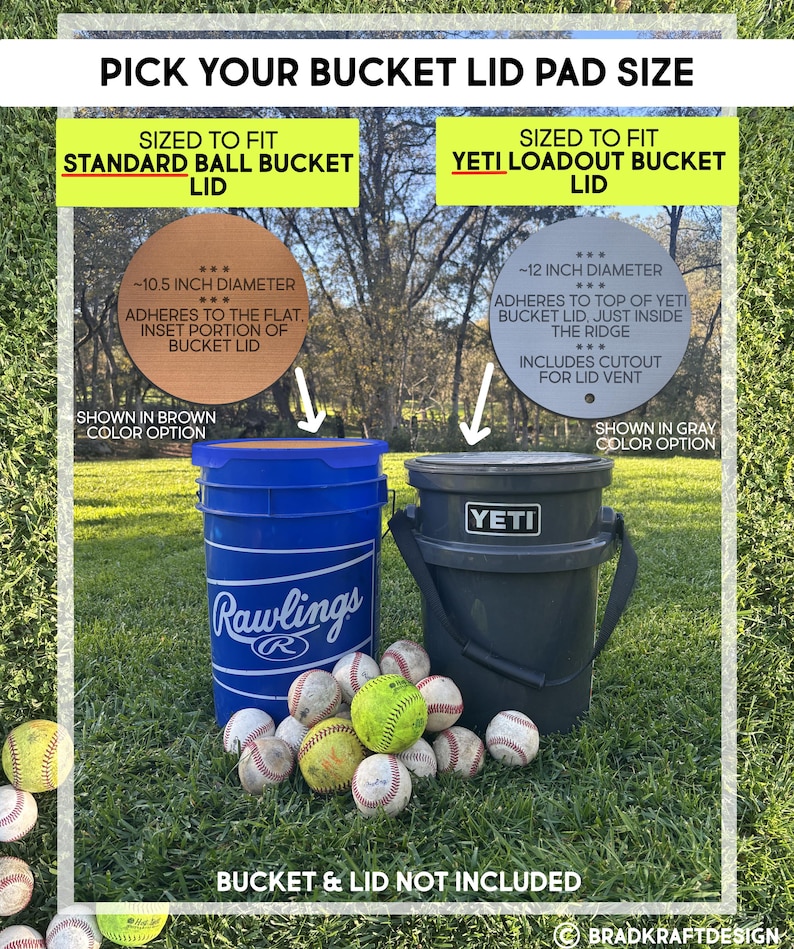 Custom Laser Engraved Bucket Lid Pad for Coach, Baseball and Softball ...