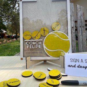 Custom Tennis Coach Gift 3D Signature Frame Drop Box Plaque, Tennis ...