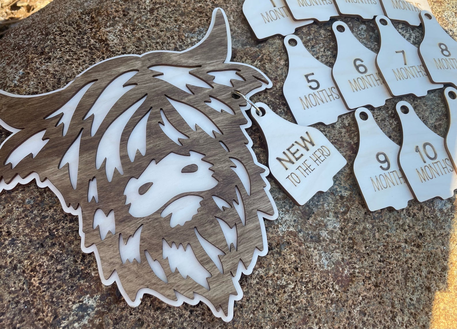 Highland Cow Baby Milestone Markers, New to the Herd Baby Stats Tags ...