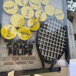 Custom Tennis Coach Gift 3D Signature Frame Drop Box Plaque, Tennis ...