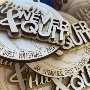 Custom Volleyball Team Awards, Laser Engraved Wooden Volleyball Medals ...