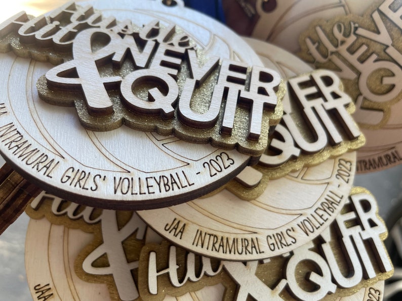Custom Volleyball Team Awards, Laser Engraved Wooden Volleyball Medals ...