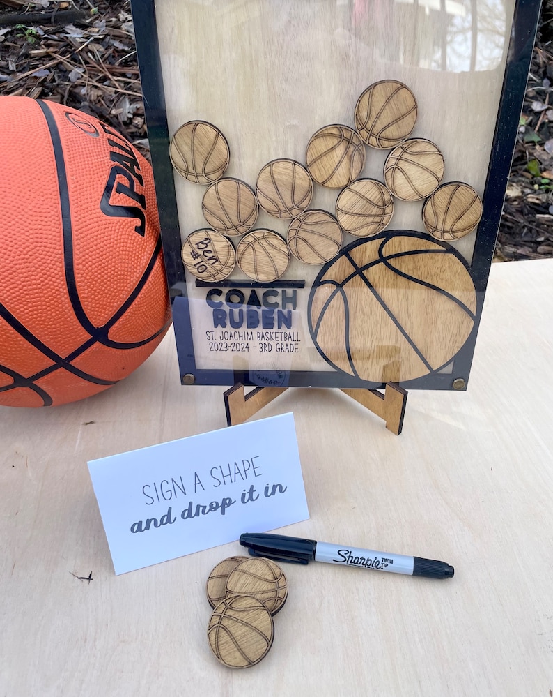 Custom Basketball Coach Gift Drop Box Plaque, 3D Laser Cut Basketball ...