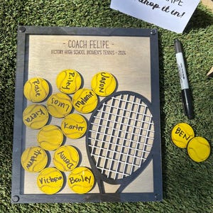 Custom Tennis Coach Gift 3D Signature Frame Drop Box Plaque, Tennis ...