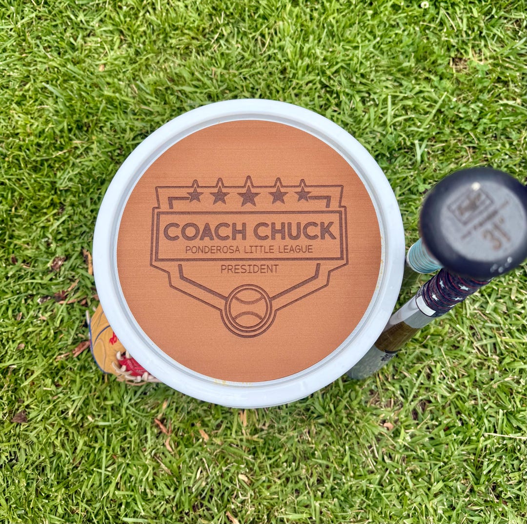 Custom Softball Coach Engraved Gift Ball Bucket Lid Pad, Personalized ...