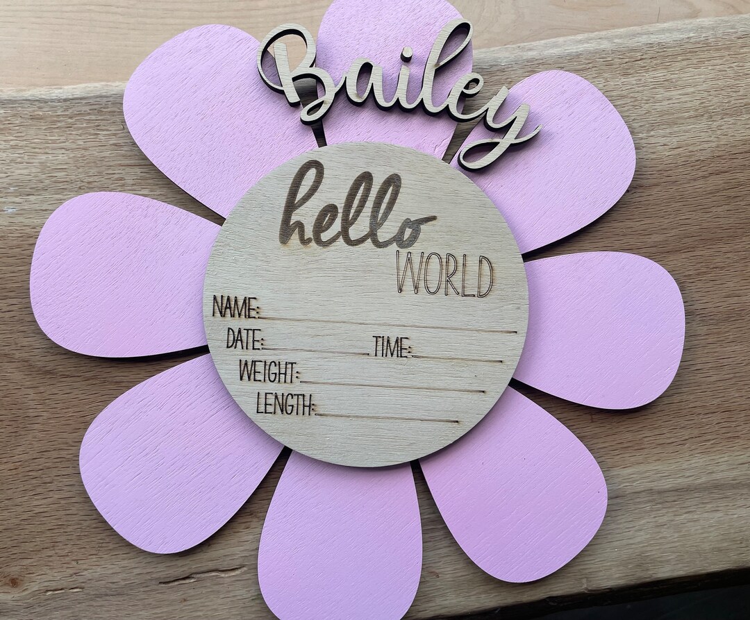 Girls Baby Announcement Sign With Birth Stats, Wood Sign for Name ...