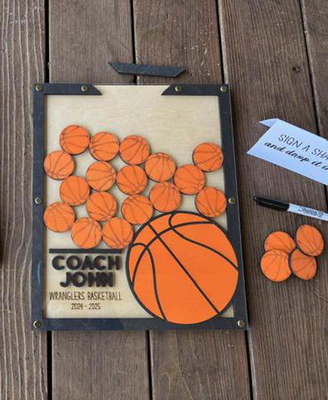 Custom Basketball Coach Gift Drop Box Signature Frame, 3D Laser Cut ...