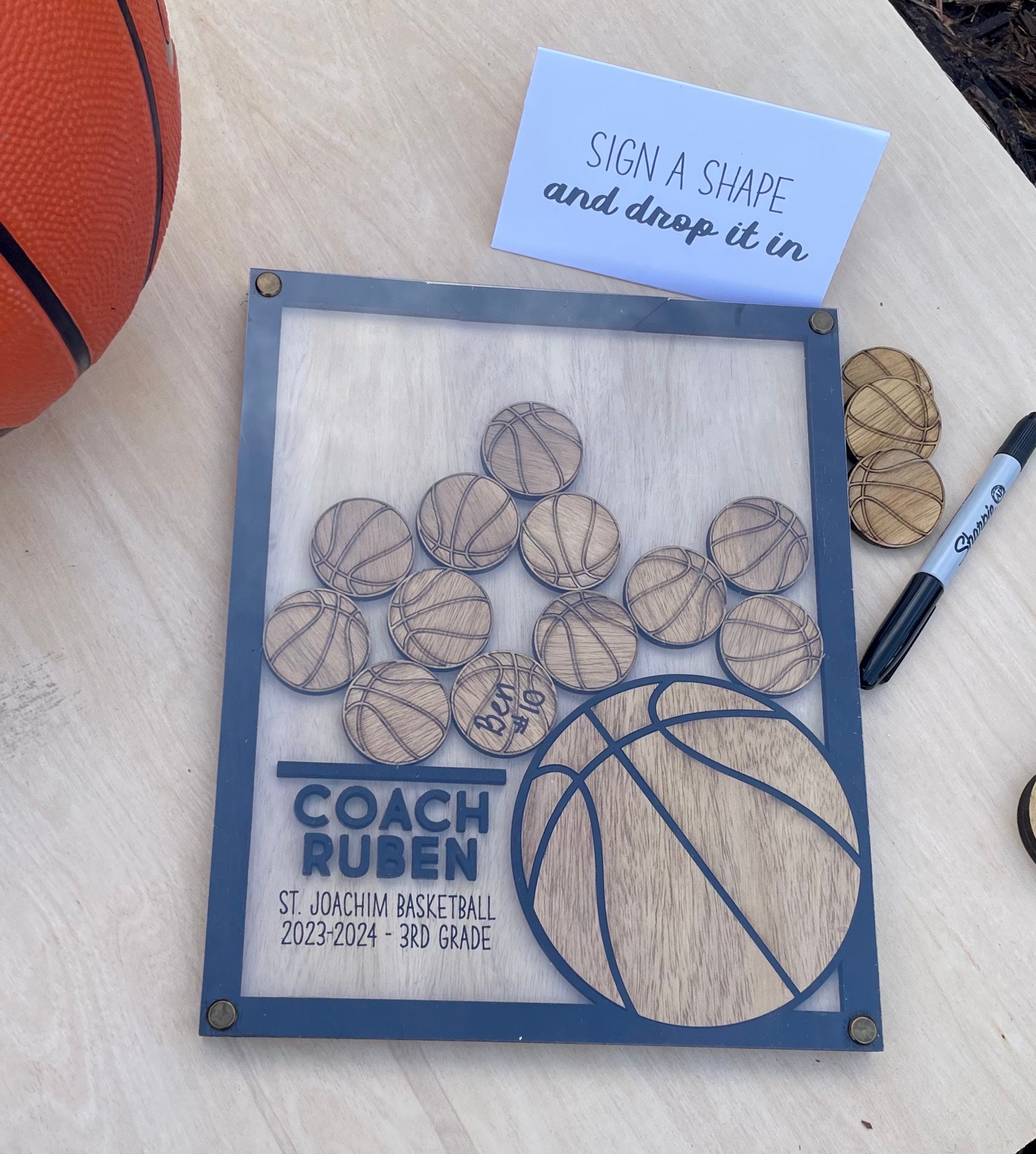 Custom Basketba Coach Gift Drop Box Plaque, Laser Cut Coach ...