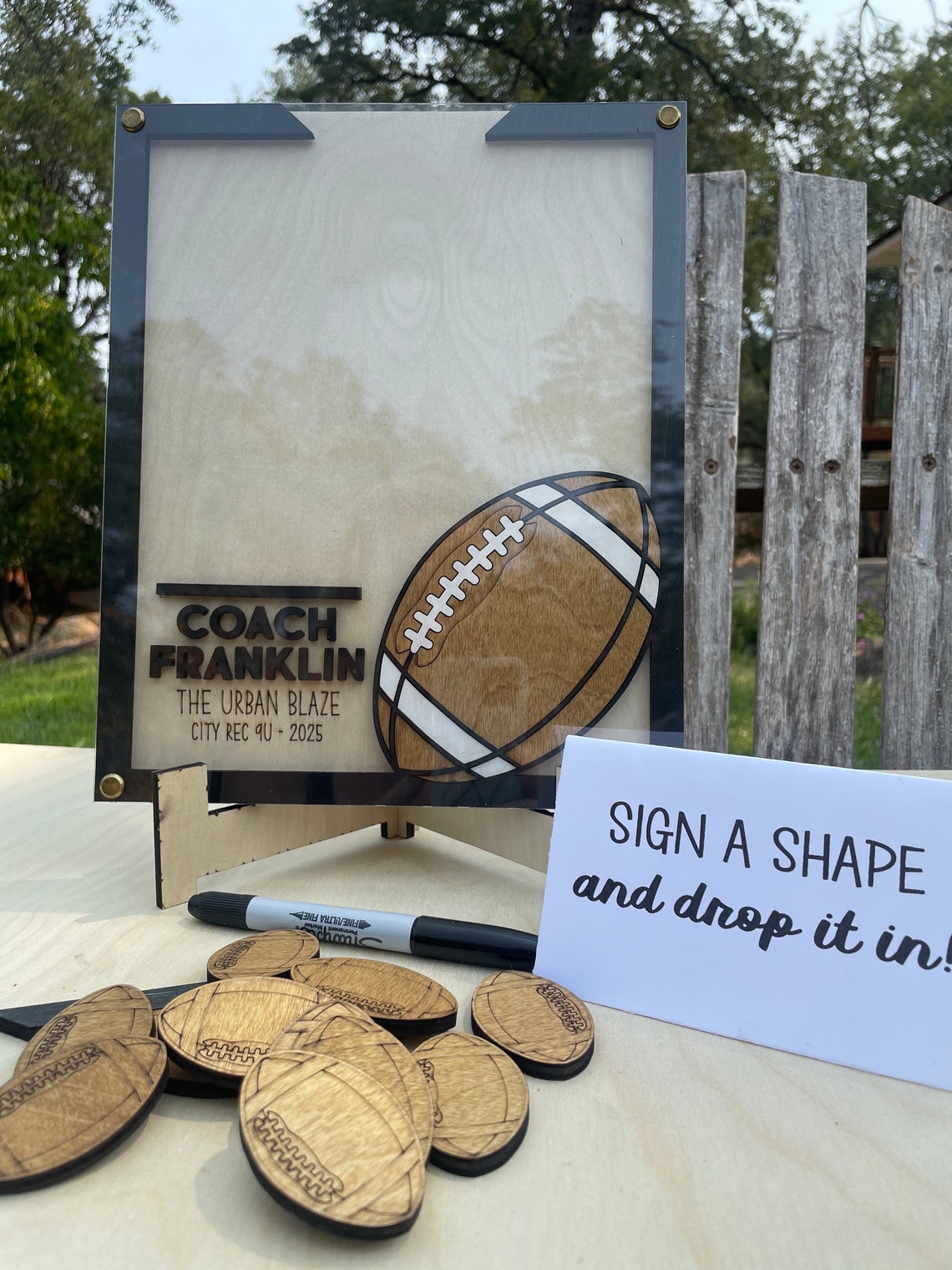 Custom 3D Football Coach Signature Frame Drop Box, Football Coach ...