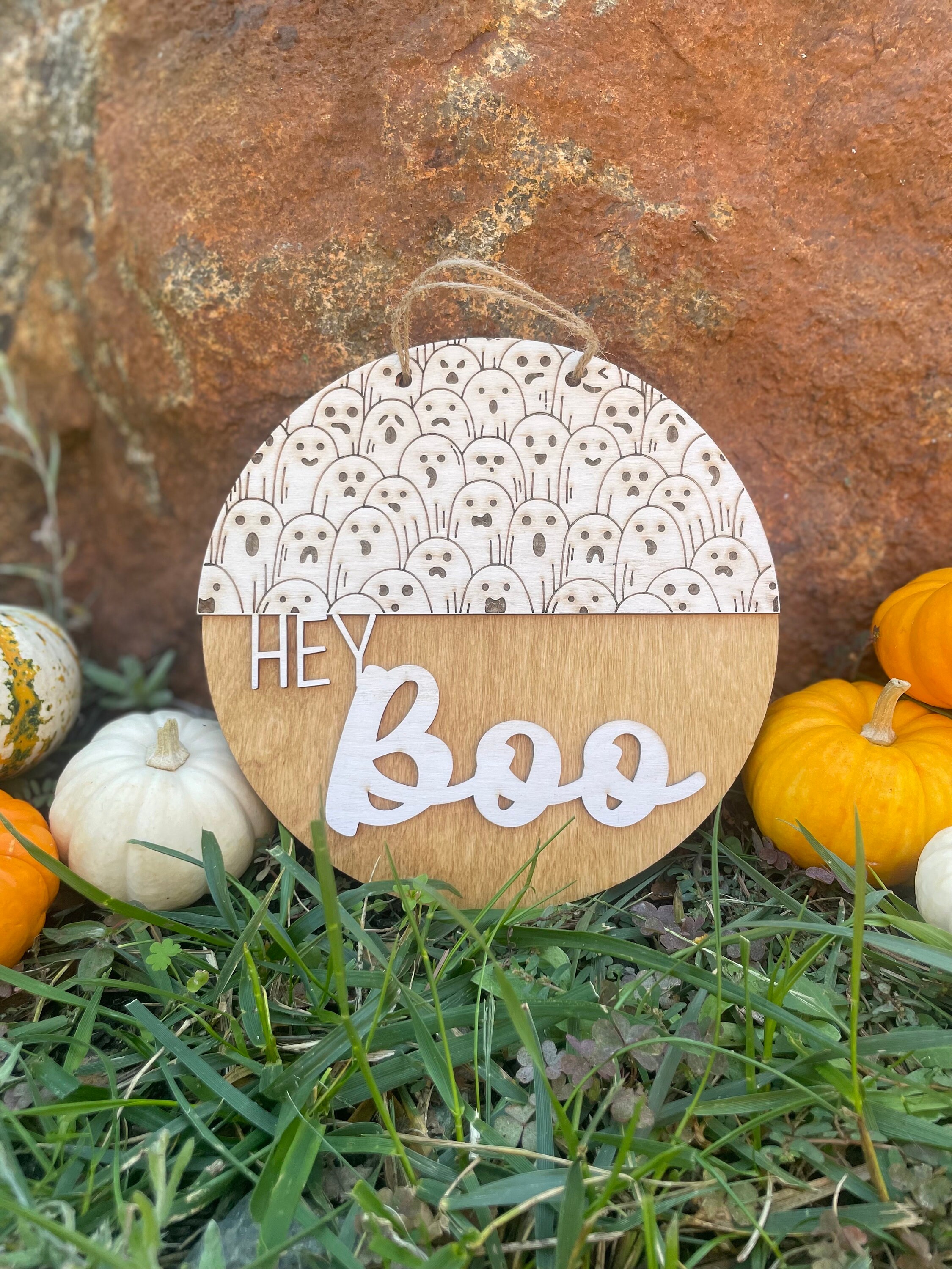 Hey Boo Door Hanger Sign 3D Layered Wooden Halloween Sign - Etsy