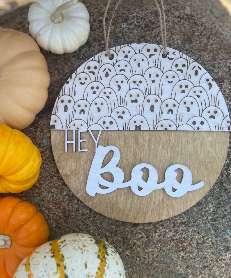 Hey Boo Door Hanger Sign 3D Layered Wooden Halloween Sign - Etsy