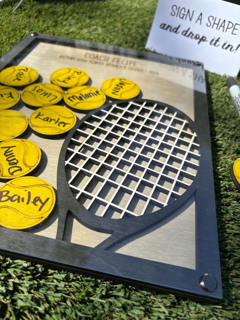 Custom Tennis Coach Gift 3D Signature Frame Drop Box Plaque, Tennis ...