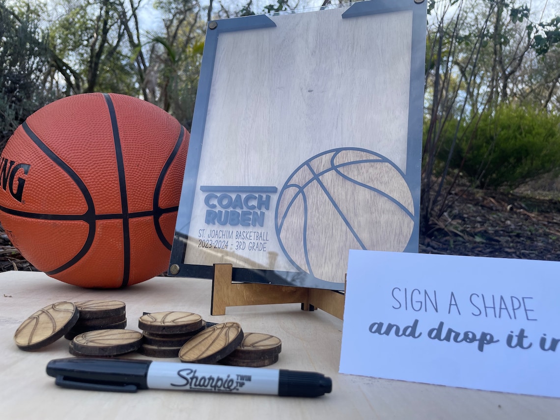 Custom Basketball Coach Gift Drop Box Signature Frame, 3D Laser Cut ...