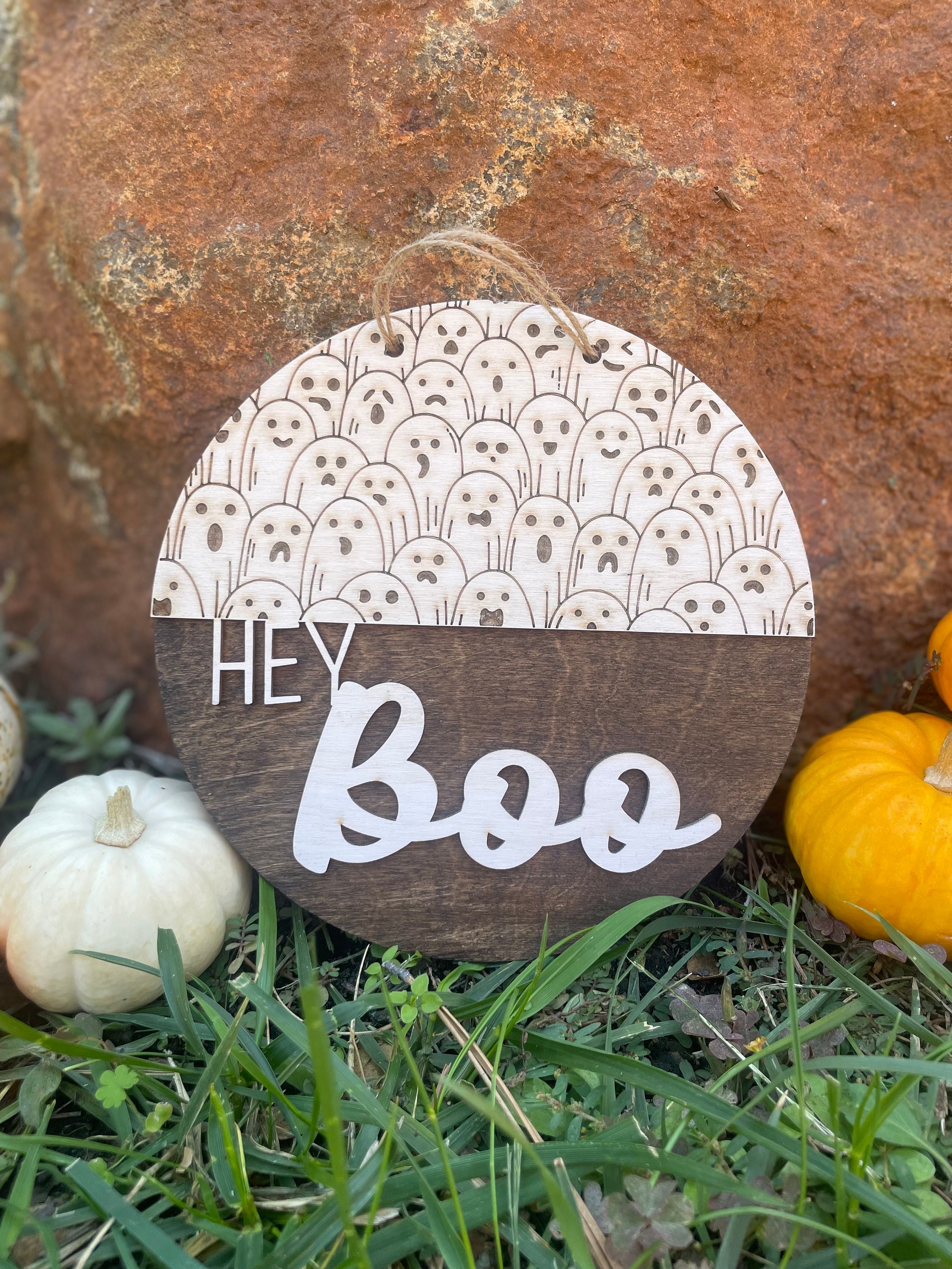 Hey Boo Door Hanger Sign 3D Layered Wooden Halloween Sign - Etsy