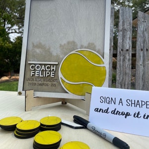 Custom Tennis Coach Gift 3D Signature Frame Drop Box Plaque, Tennis ...