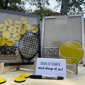Custom Tennis Coach Gift 3D Signature Frame Drop Box Plaque, Tennis ...