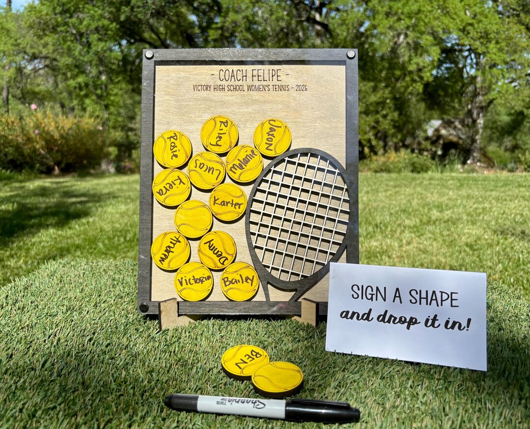 Custom Tennis Coach Gift 3D Signature Frame Drop Box Plaque, Tennis ...