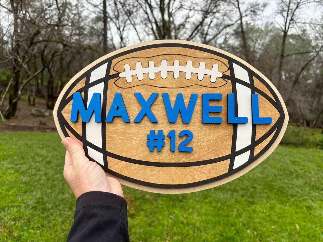 Personalized Football Name Sign, 3D Layered Laser Cut Custom Football ...