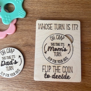 New Parents Decision Coin With Case, Mom's Turn Dad's Turn Coin, Funny ...